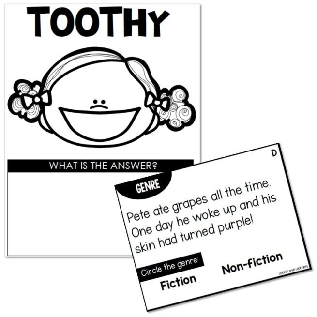 Toothy - Reading Comprehension - 1st Grade - Genre - Lucky Little Learners