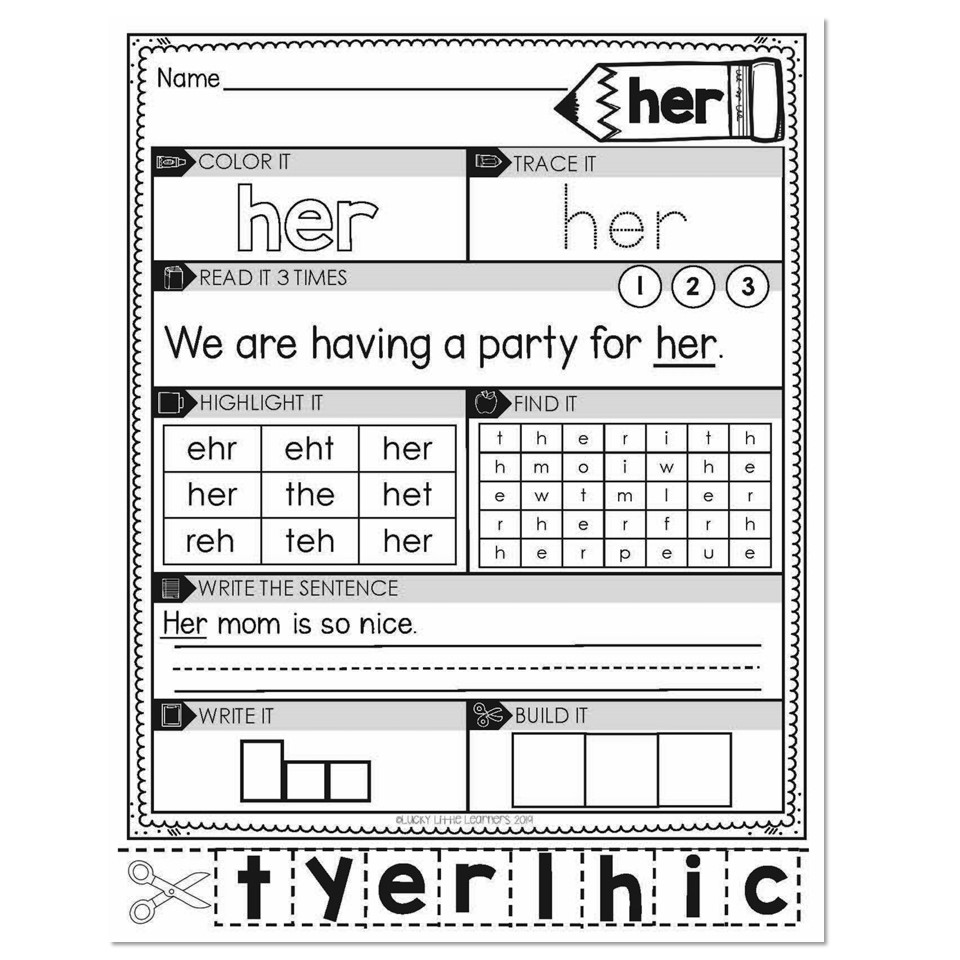 1st Grade Sight Word Worksheets Her Lucky Little Learners 1st Grade Sight Word Worksheets Her Lucky Little Learners