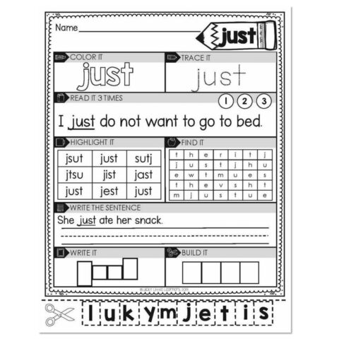 1st Grade Sight Word Worksheets - Just - Lucky Little Learners