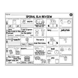 1st Grade Spiral ELA - Week 31 - Lucky Little Learners