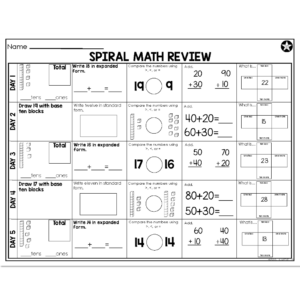 1st Grade Spiral Math - Week 35 - Below - Lucky Little Learners