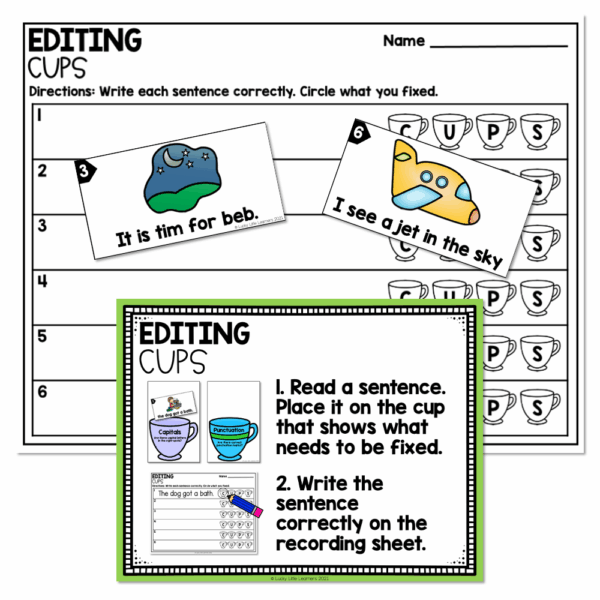 1st Grade Writing Center - Editing - Lucky Little Learners