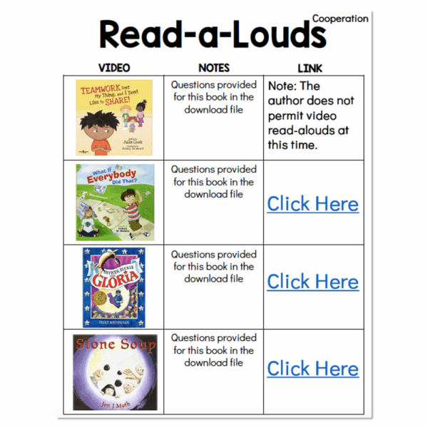 1st and 2nd Grade - Social Emotional Learning - Cooperation Unit - Read ...