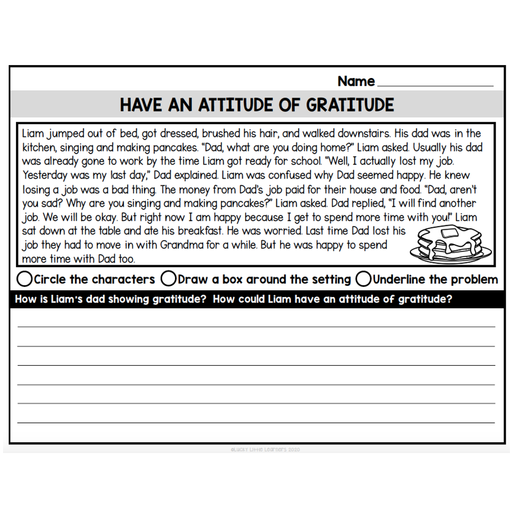 1st and 2nd Grade - Social Emotional Learning - Gratitude Unit - 2nd ...