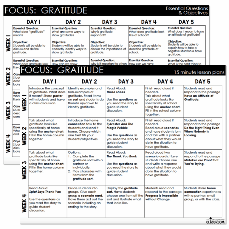 1st and 2nd Grade - Social Emotional Learning - Gratitude Unit - Lesson ...