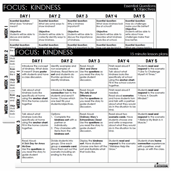 1st and 2nd Grade - Social Emotional Learning - Kindness Unit - Lesson ...