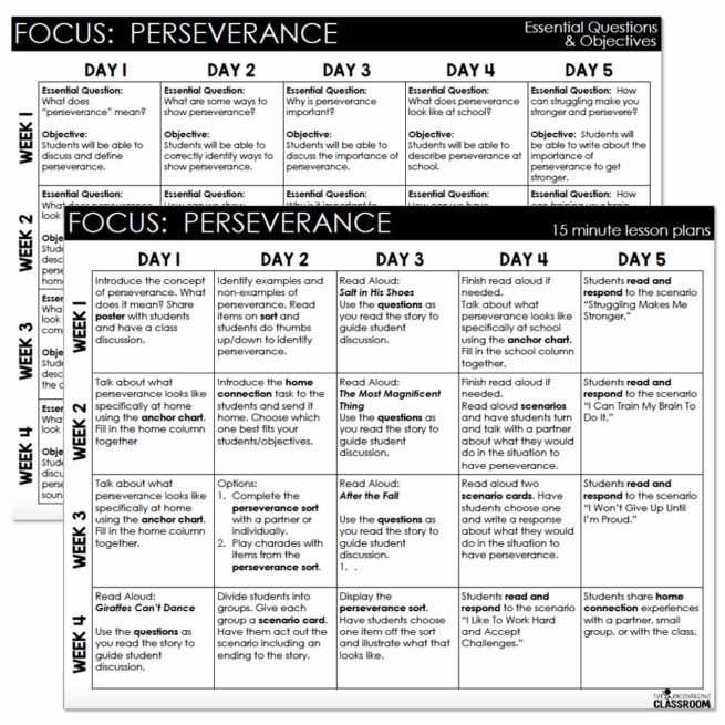 1st and 2nd Grade - Social Emotional Learning - Perseverance Unit ...