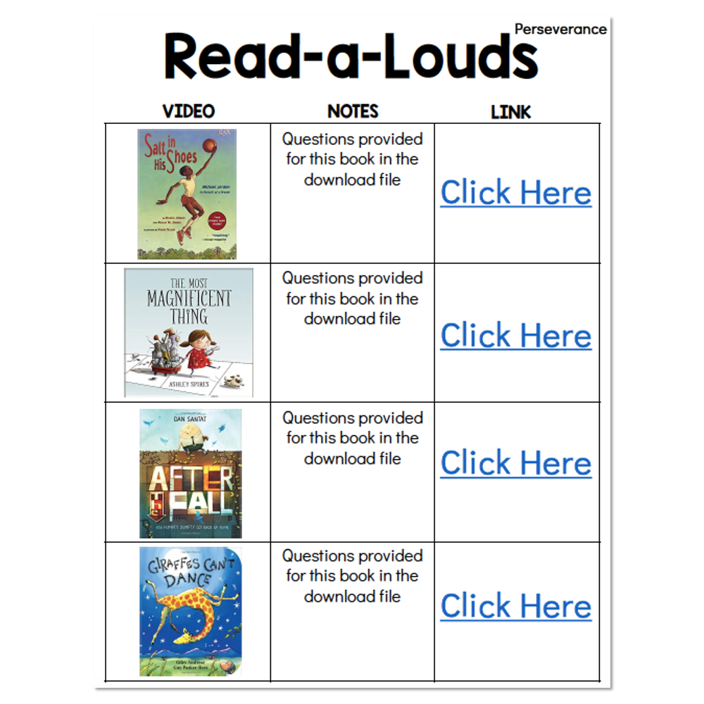 1st and 2nd Grade - Social Emotional Learning - Perseverance Unit ...