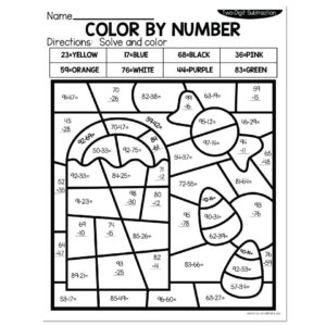 2-Digit Subtraction Fall Color by Number - Trick or Treat - Lucky ...