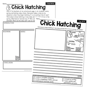 2nd Grade April Writing Pages - Free Write - Chick Hatching - Lucky ...