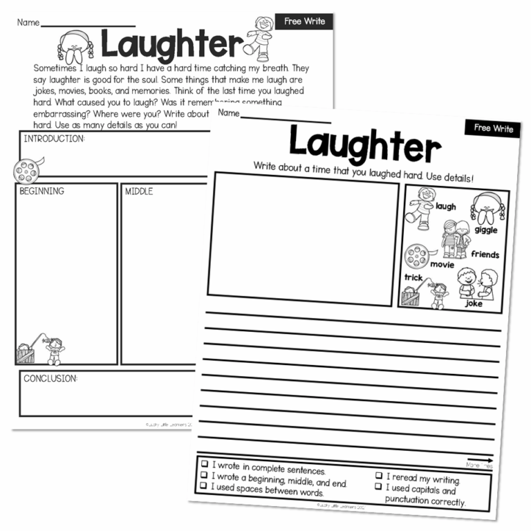 2nd Grade December Writing Pages - Free Write - Laughter - Lucky Little ...