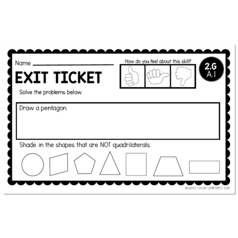 2nd Grade Exit Tickets - Geometry - 2.G A.1 - version 1 - Lucky Little ...