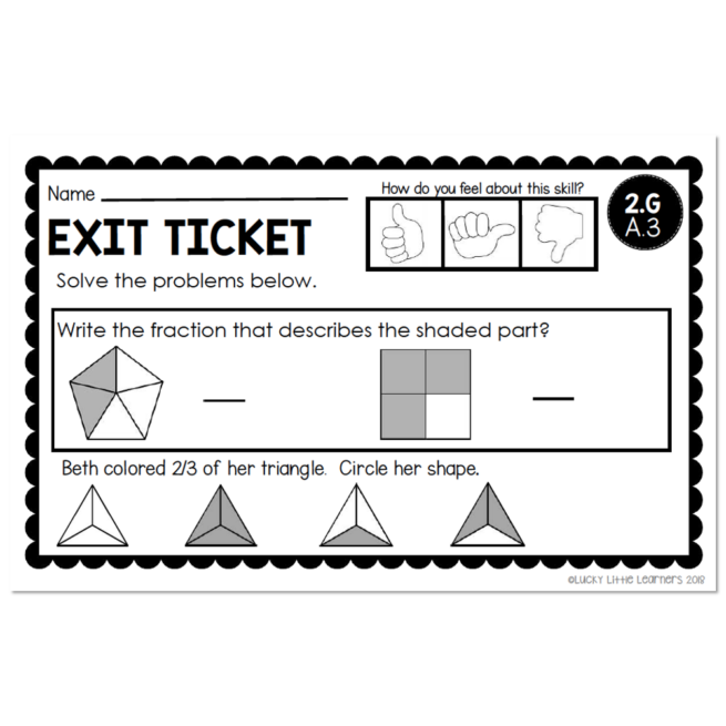 2nd Grade Exit Tickets - Geometry - 2.G A.3 - version 2 - Lucky Little ...
