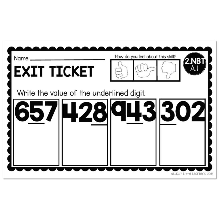 2nd Grade Exit Tickets - Numbers & Operations in Base Ten - 2.NBT A.1 ...