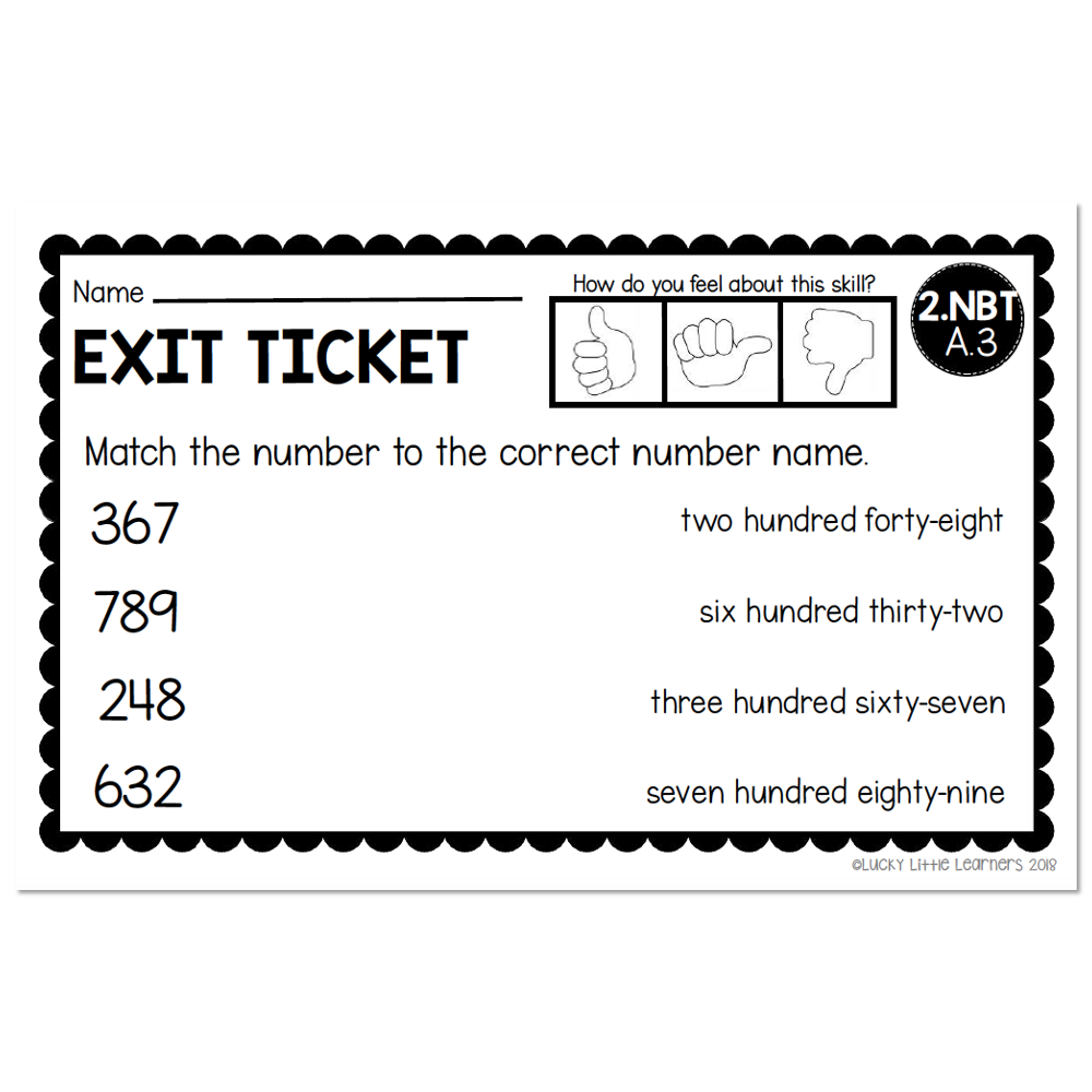 2nd Grade Exit Tickets - Numbers & Operations in Base Ten - 2.NBT A.3 ...
