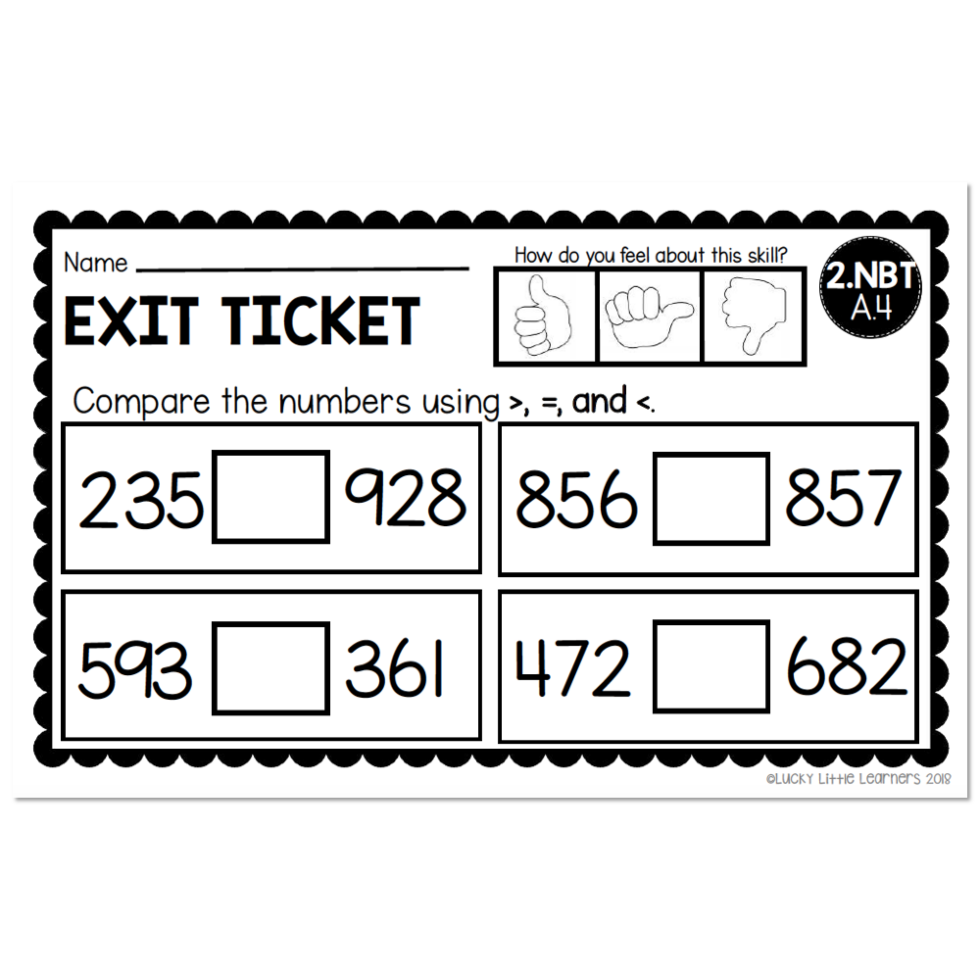 2nd Grade Exit Tickets - Numbers & Operations in Base Ten - 2.NBT A.4 ...