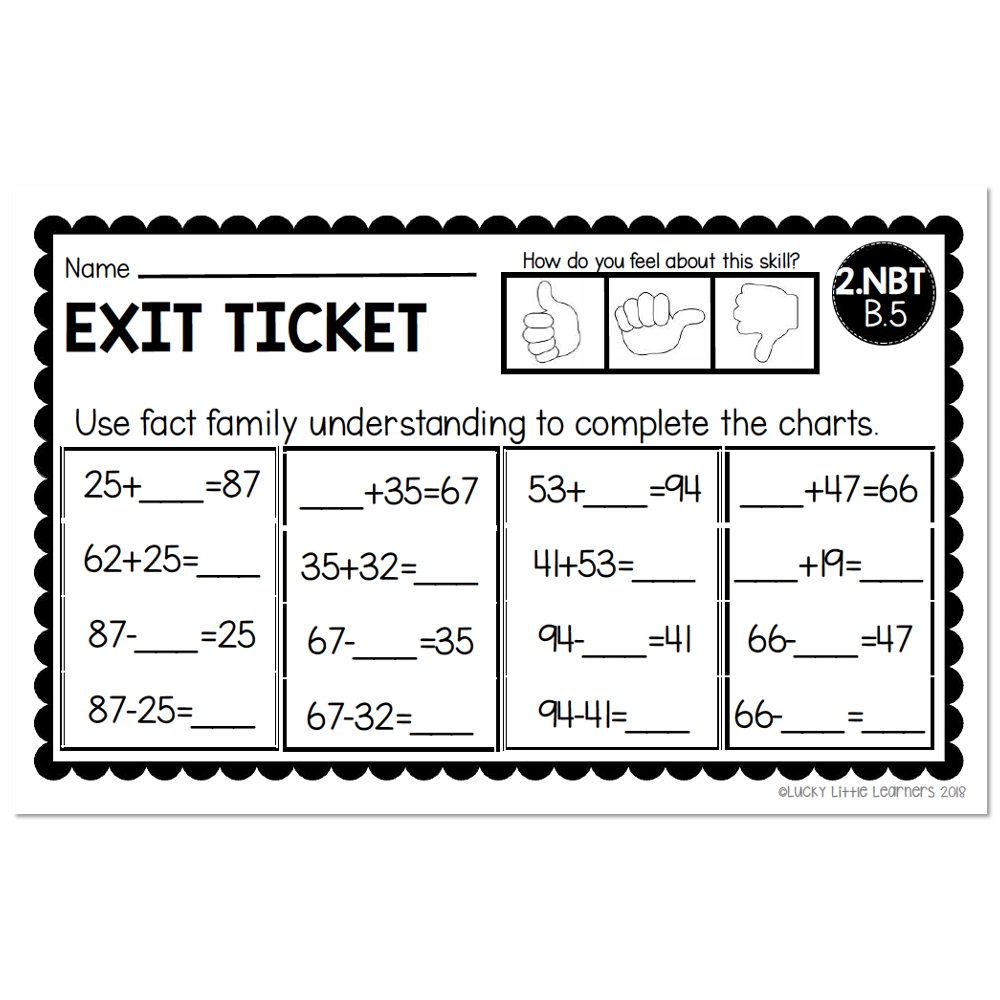 2nd Grade Exit Tickets - Numbers & Operations in Base Ten - 2.NBT B.5 ...