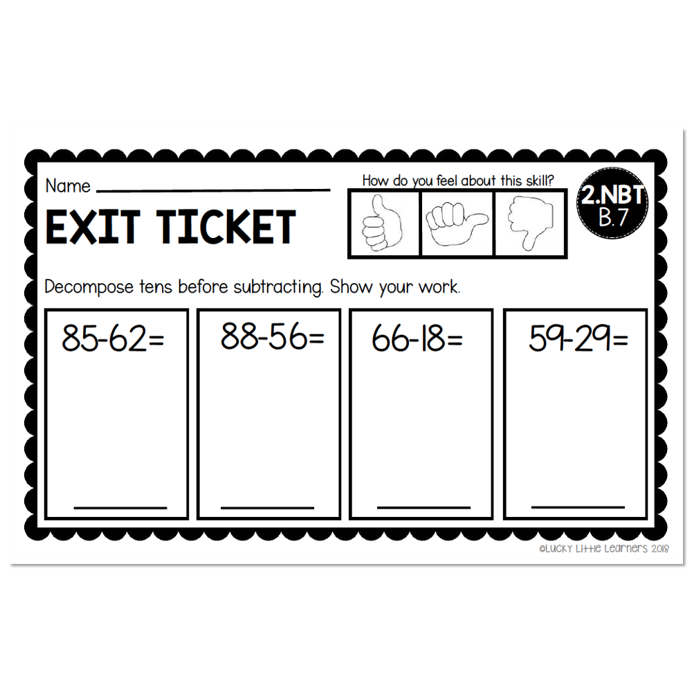 2nd Grade Exit Tickets - Numbers & Operations in Base Ten - 2.NBT B.7 ...