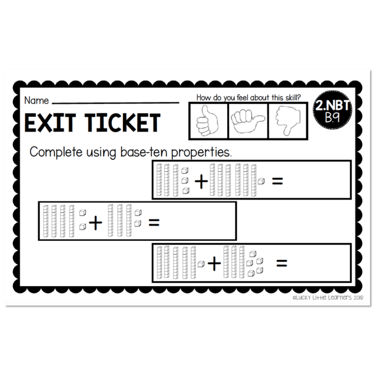 2nd Grade Exit Tickets - Numbers & Operations in Base Ten - 2.NBT B.9 ...