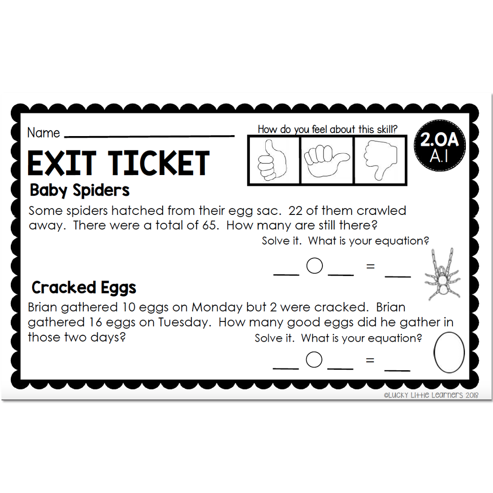 2nd Grade Exit Tickets - Operations & Algebraic Thinking - 2.OA A.1 ...