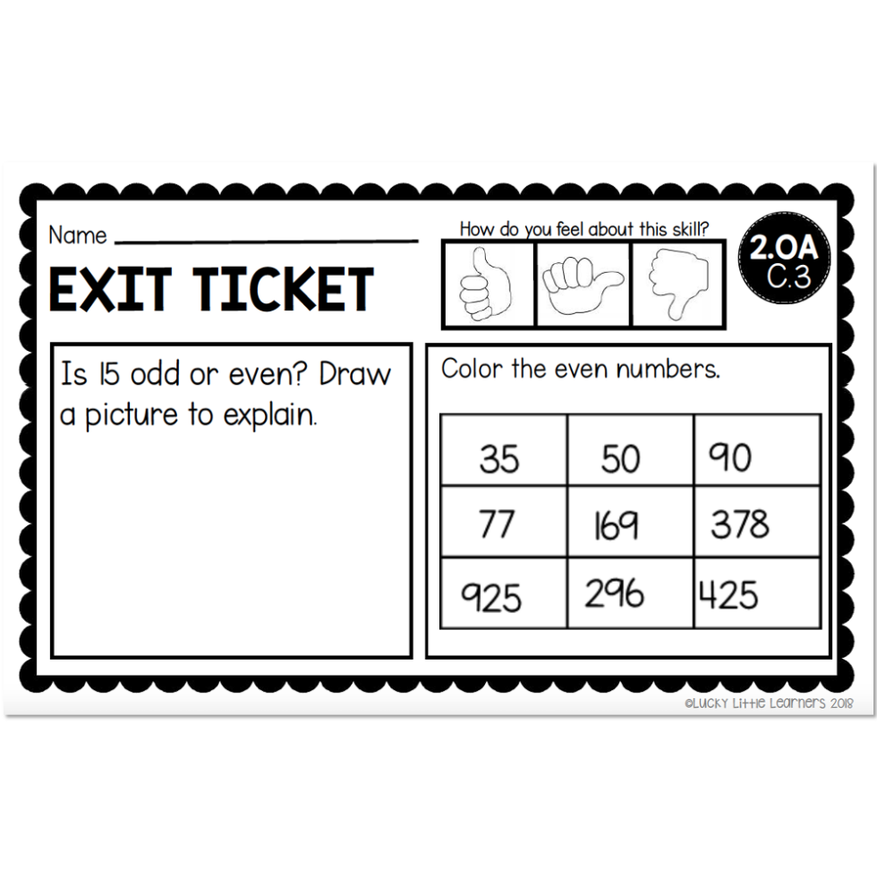 2nd Grade Exit Tickets - Operations & Algebraic Thinking - 2.OA C.3 ...