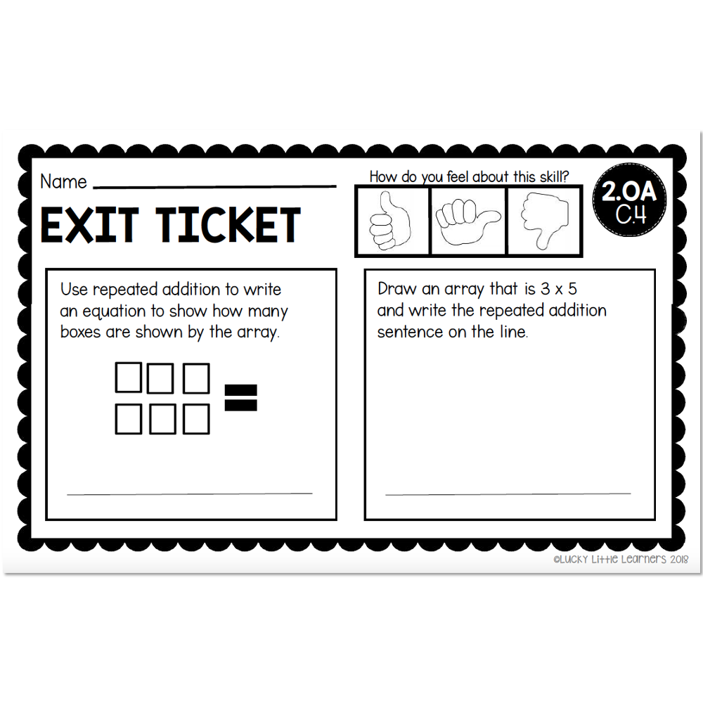 2nd Grade Exit Tickets - Operations & Algebraic Thinking - 2.OA C.4 ...