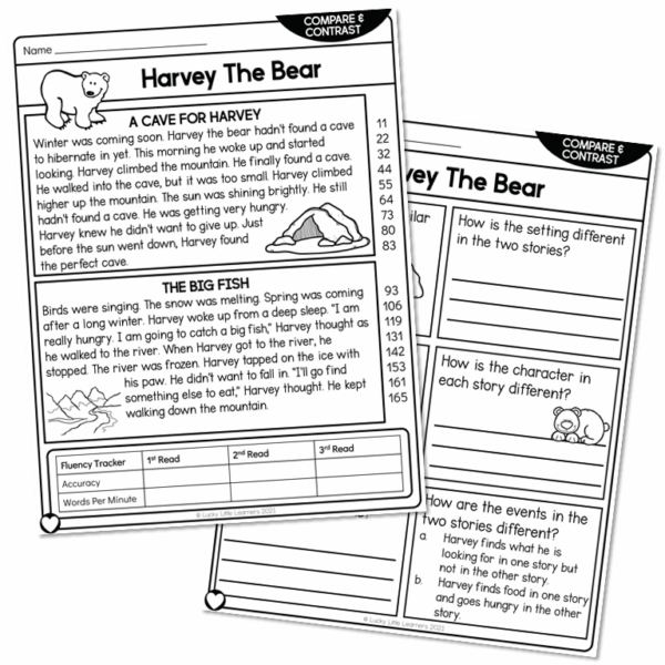 2nd Grade Fiction Compare and Contrast Reading Passage - Harvey the ...