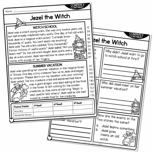 2nd Grade Fiction Compare and Contrast Reading Passage - Jezel the ...