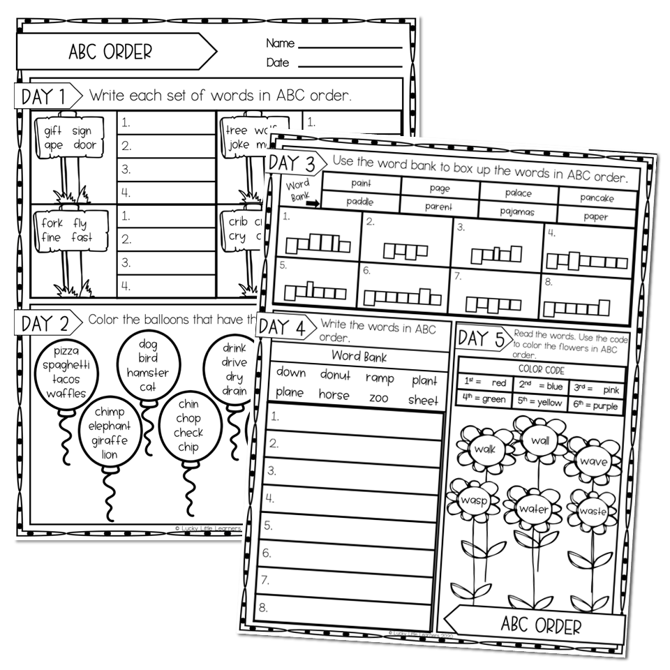 2nd Grade Grammar Worksheets ABC Order Lucky Little Learners 2nd Grade Grammar Worksheets ABC Order Lucky Little Learners