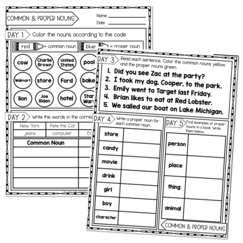 2nd Grade Grammar Worksheets - Common & Proper Nouns - Lucky Little ...