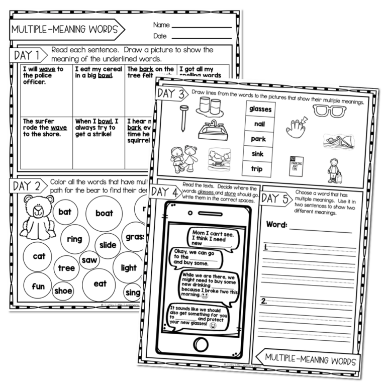 2nd Grade Grammar Worksheets - Multiple-meaning Words - Lucky Little ...