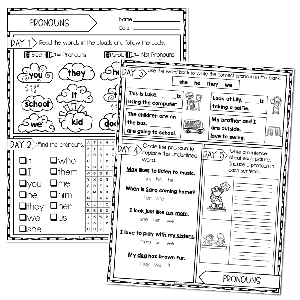 2nd Grade Grammar Worksheets Pronouns Lucky Little Learners 2nd Grade Grammar Worksheets Pronouns Lucky Little Learners