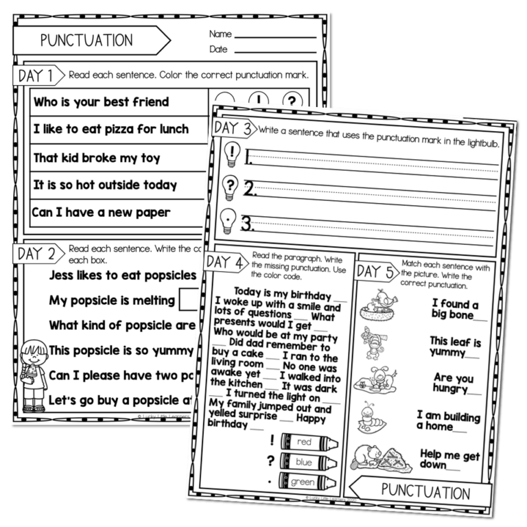 2nd Grade Grammar Worksheets - Punctuation - Lucky Little Learners