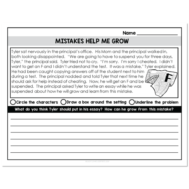 2nd Grade Growth Mindset Passage - Mistakes Help Me Grow - Lucky Little ...