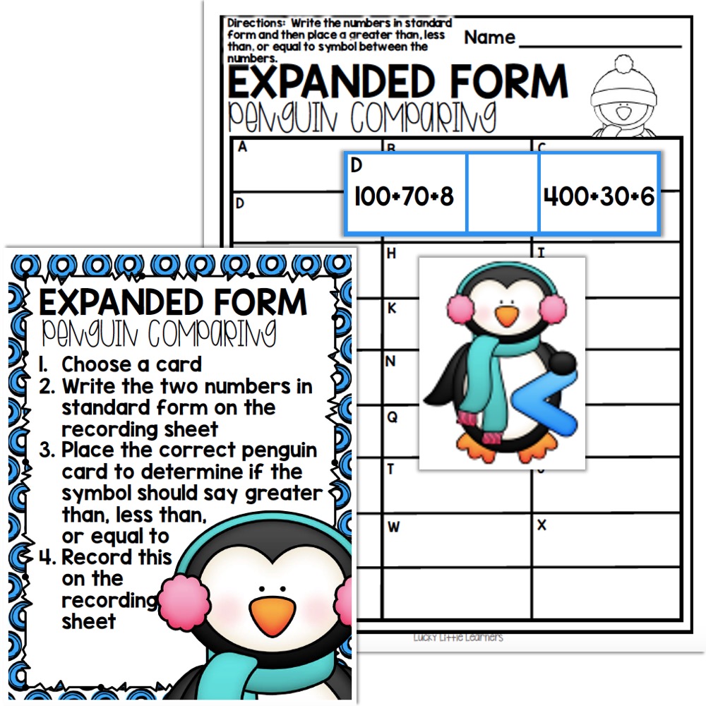 2nd Grade January Math Center Expanded Form Lucky Little Learners