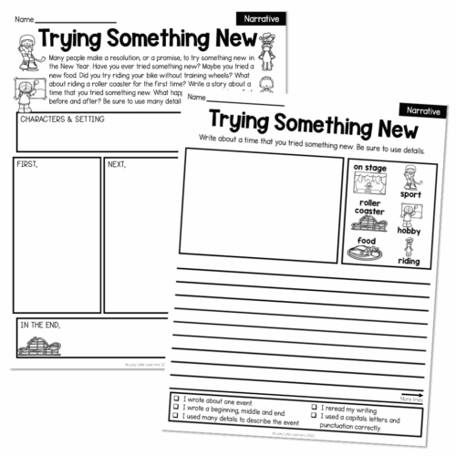 2nd Grade January Writing Pages - Narrative - Trying Something New ...