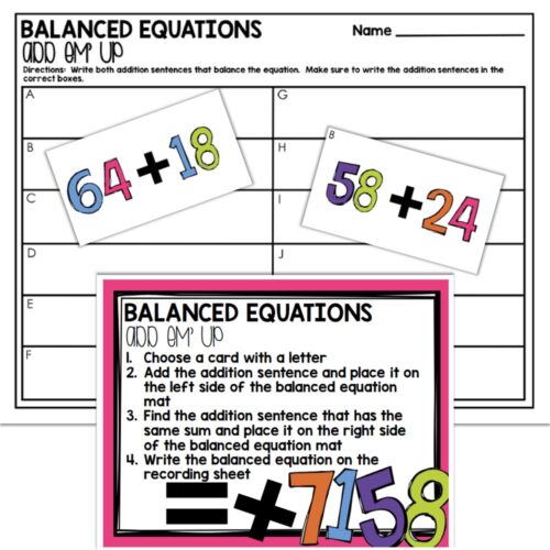 2nd Grade July Math Center - Balanced Equations - Lucky Little Learners