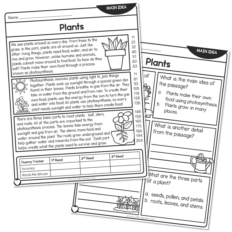 2nd Grade Main Idea Reading Passage Plants At Lucky Little Learners 2nd Grade Main Idea Reading Passage Plants At Lucky Little Learners