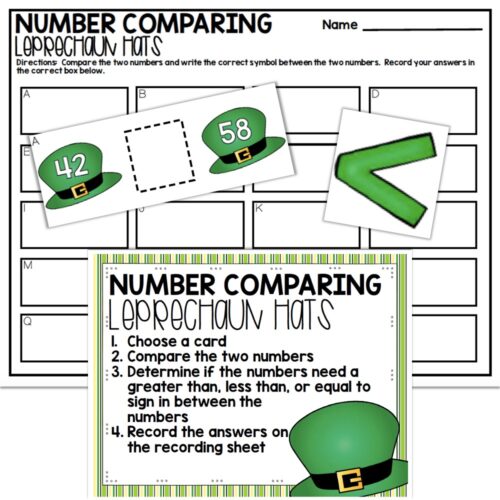 2nd Grade March Math Center - Number Comparing - Lucky Little Learners