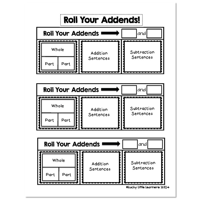 2nd Grade Math Notebook Addition Roll Your Addends Lucky Little