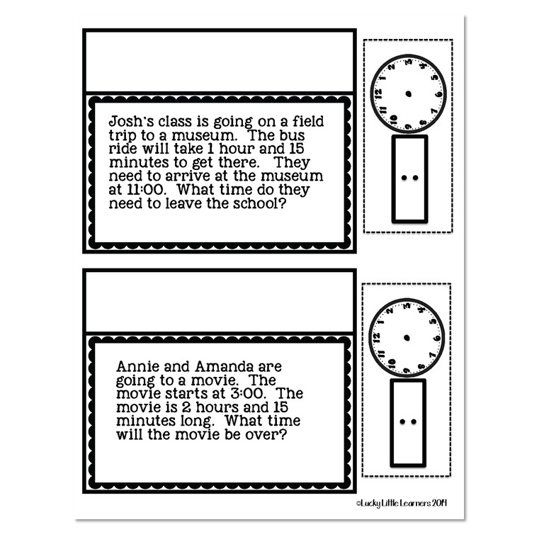 2nd Grade Math Notebook Telling Time Story Problems Lucky Little
