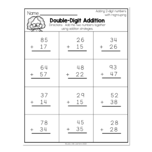 2nd Grade Math Worksheets - 2-Digit Addition With Regrouping - Double ...