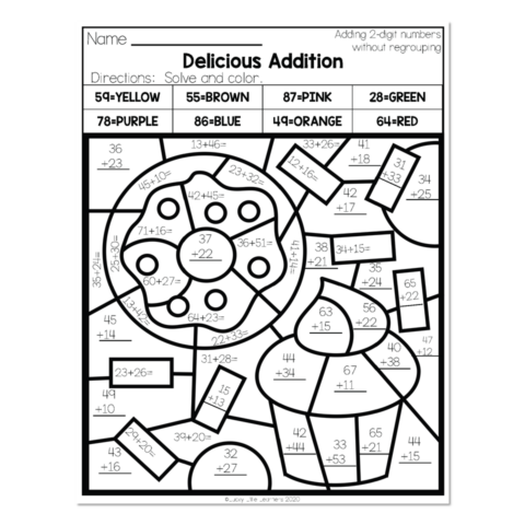 2nd Grade Math Worksheets - 2-Digit Addition Without Regrouping ...