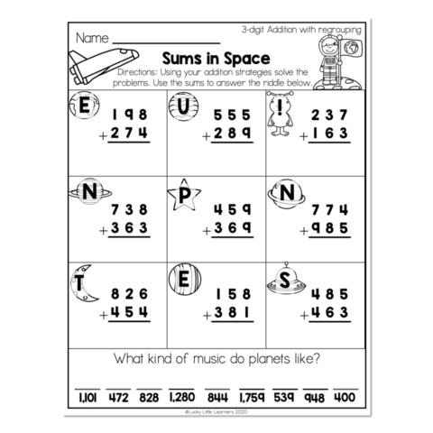 2nd Grade Math Worksheets - 3-Digit Addition With Regrouping - Sums In ...