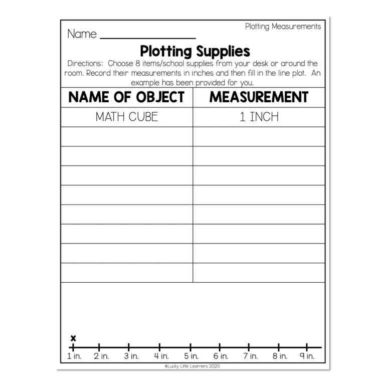 2nd Grade Math Worksheets - Data & Graphing - Plotting Measurements ...