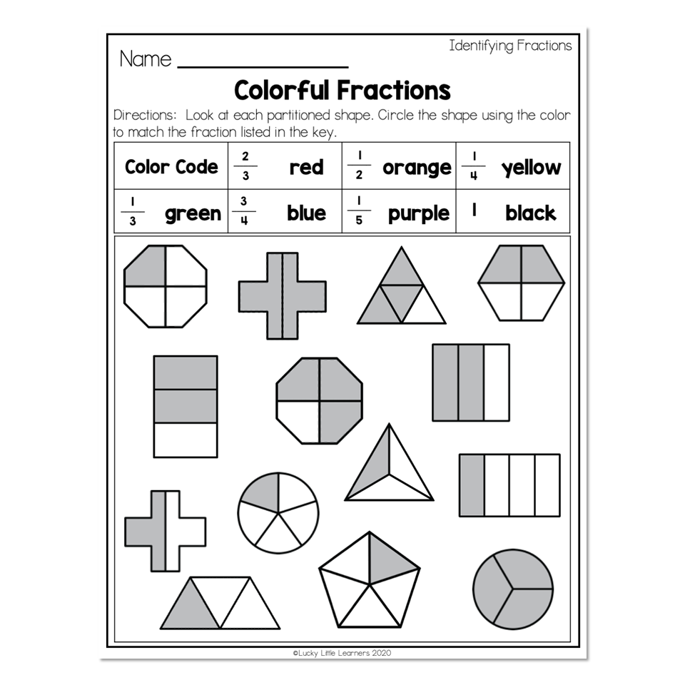 2nd Grade Math Worksheets Geometry Identifying Fractions Colorful 2nd Grade Math Worksheets Geometry Identifying Fractions Colorful