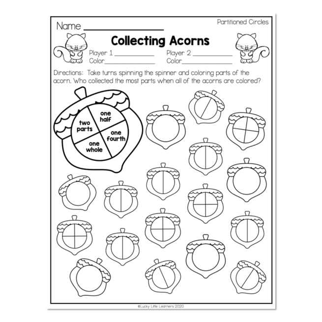 2nd Grade Math Worksheets - Geometry - Partitioned Circles - Collecting ...