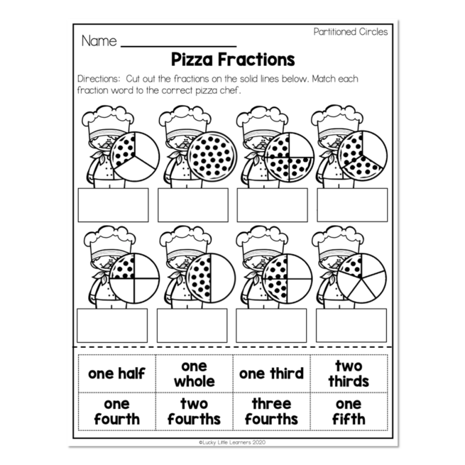 2nd Grade Math Worksheets - Geometry - Partitioned Circles - Pizza ...