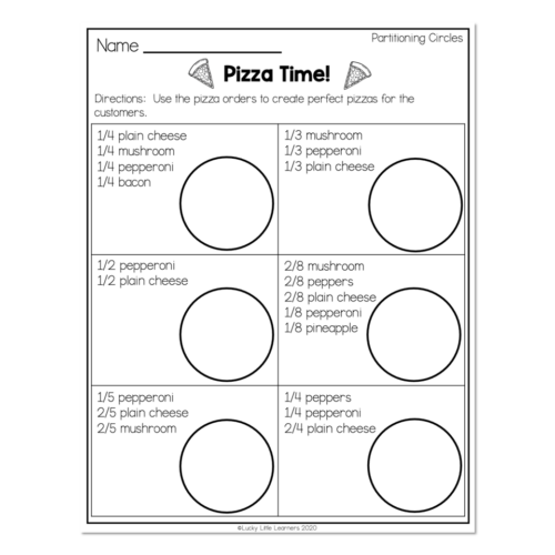 2nd Grade Math Worksheets - Geometry - Partitioning Circles - Pizza ...