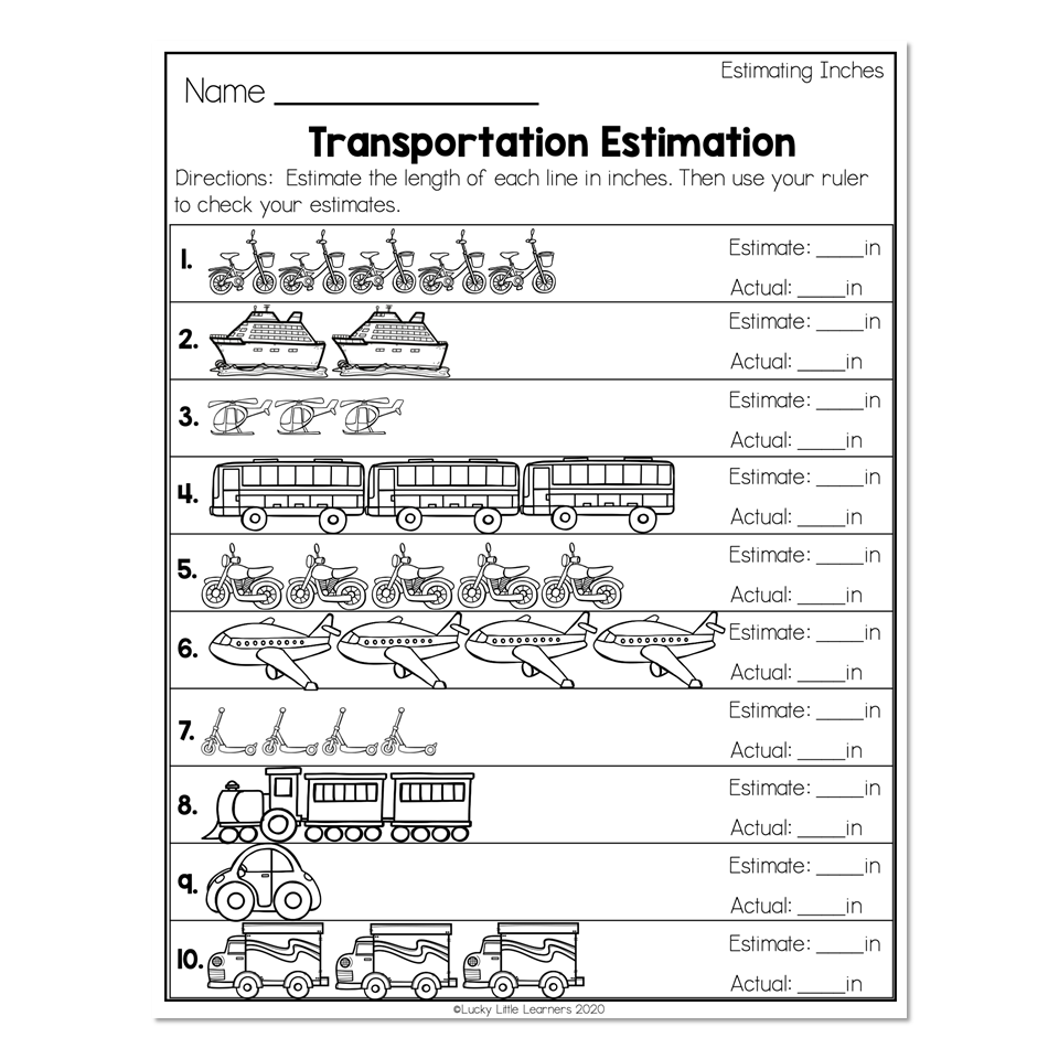 2nd Grade Math Worksheets Measurement Estimating Inches 2nd Grade Math Worksheets Measurement Estimating Inches